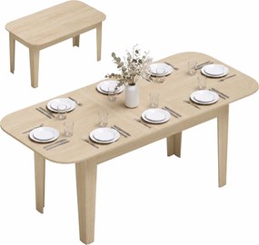 HOMCOM oválný rozkládací jídelní stůl, 140-180 cm, dub