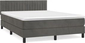 Box spring postel s matrací tmavě šedý 140 x 190 cm samet 3141420