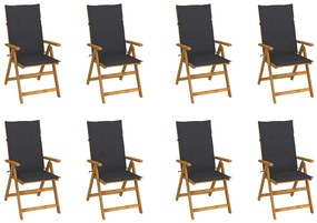 Skládací zahradní židle s poduškami 8 ks masivní akácie,  3075054