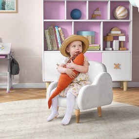 Dětské křeslo ZONEKIZ Infant s designem mraků, super jemné na dotek a 4 nohama pro děti 18-36 měsíců, nosnost 40 kg, 46x51x55 cm Bílá