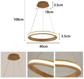 Brilagi - LED Lustr na lanku UMEA WOOD LED/30W/230V pr. 40 cm kaučukovník