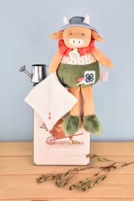 Doudou Dárková sada Plyšová kravička Aneth s dečkou zelená 28 cm / od