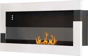 HOMCOM Nástěnný Bioethanol Krb z Nerezové Oceli s Hořením 2,5h, 1L Nádrž a Kryt pro 20m², 90x16x40cm, Stříbrný | Aosom