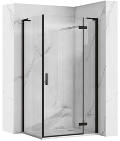 Rea Hugo, 1-křídlová sprchová kabina 90x90x200 cm, 6mm čiré sklo, černý profil, KPL-45223