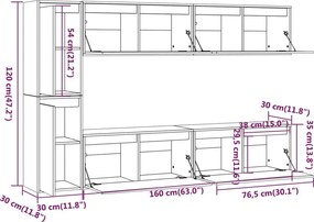 vidaXL TV skříňky 6 ks masivní borové dřevo [3100235] Barva: Bílá