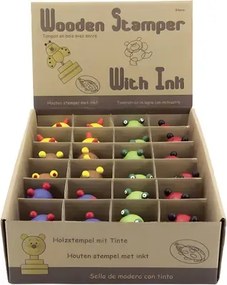 TEDDIES Dřevěné razítko zvířátko s víčkem / 5 druhů / dřevo, plast / 6