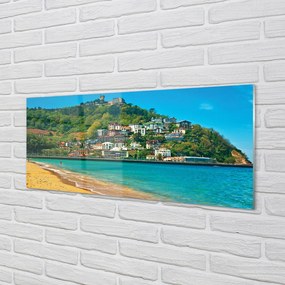 akrylový obraz Španělsko pláž horské městečko 120x60 cm