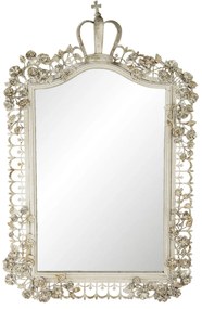 Béžové zrcadlo s ozdobným rámem ve vintage stylu - 63*6*102 cm