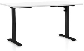 Výškově nastavitelný stůl OfficeTech A, 140 x 80 cm, černá podnož, bílá