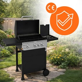 Velaco Plynový BBQ gril s boční plotýnkou, poličkou a krycí plachtou - APOLLO-B, 3+1 hořák