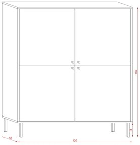 Komoda vysoká Bospe dub wotan/černá