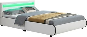 Juskys Čalouněná postel Sevilla s LED osvětlením Barva: Bílá, Velikost: 140 × 200 cm