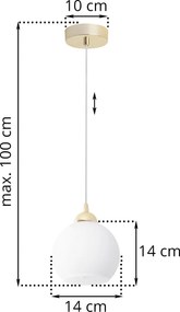 Závěsné svítidlo Eliza, 1x bílé skleněné stínítko, g