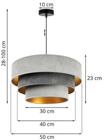Závěsné svítidlo Mediolan, 1x světle šedé/šedé/zlaté textilní stínítko (výběr ze 2 barev konstrukce)