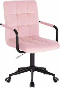 LuxuryForm DESIGN Otočná židle VERONA BLACK VELUR na černé podstavě s kolečky - růžová