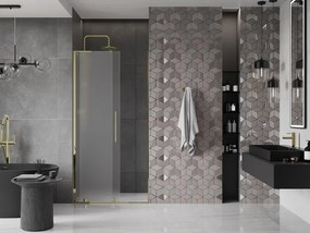 Mexen Velar L, posuvné sprchové dveře do otvoru 90 cm, 8mm sklo námraza, zlatá lesklá, 871-090-003-31-50