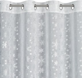 VÁNOČNÍ ZÁCLONA NA KROUŽCÍCH SNOW 140X250 CM VZOROVANÁ