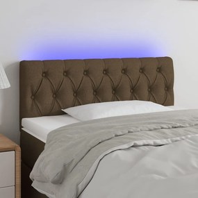 Čelo postele s LED tmavě hnědé 100 x 7 x 78/88 cm textil 3121941