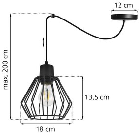 Závěsné svítidlo Nuvola Spider 2, 1x černé drátěné stínidlo