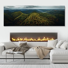 Obraz na plátně - Krajina s lesy, kam se podíváš FeelHappy.cz Velikost obrazu: 240 x 80 cm