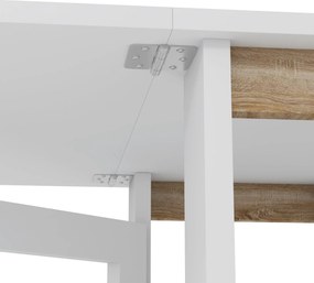 HOMCOM Skládací Stůl s Odepínacími Křídly – Jídelní Stůl Skládací Kuchyňský Stůl s 2 Kolíky a Policemi Moderní Styl 120x60x75 cm Bílá